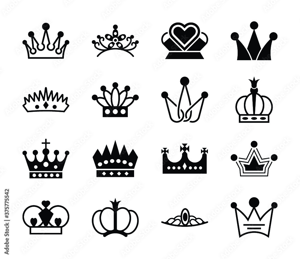 Crown Symbols Elements Icons Pack Stock Vector | Adobe Stock