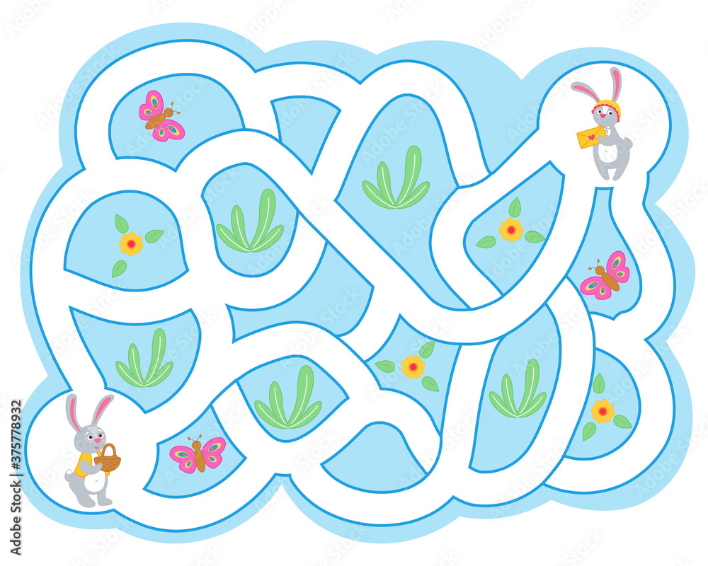 Maze game for children. Help the hare. Developing kids attentiveness ...