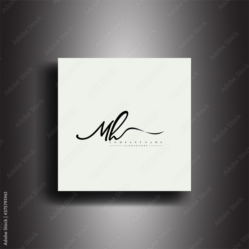 MH Signature style monogram.Calligraphic lettering icon and handwriting ...