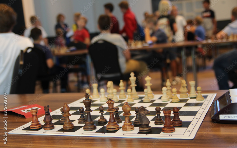 Chess boards on tables during Chess Championship. The tournament. Chess ...