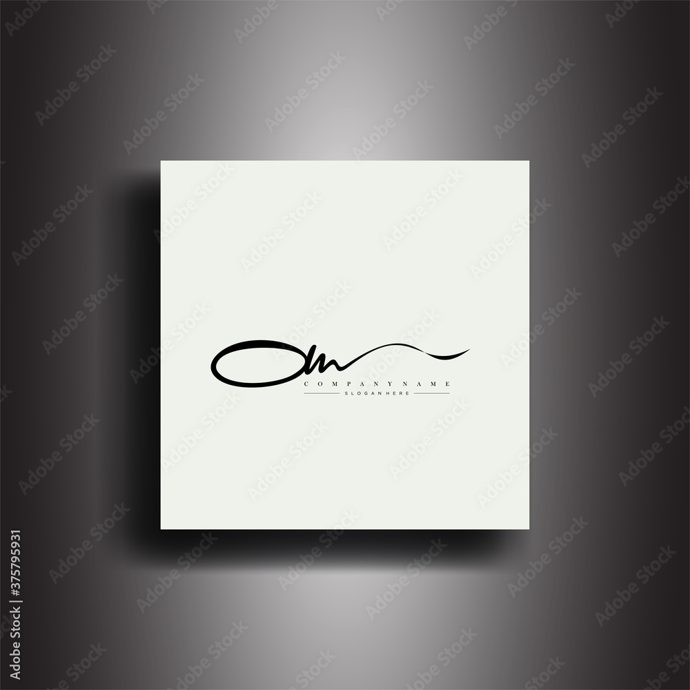 OM Signature style monogram.Calligraphic lettering icon and handwriting ...