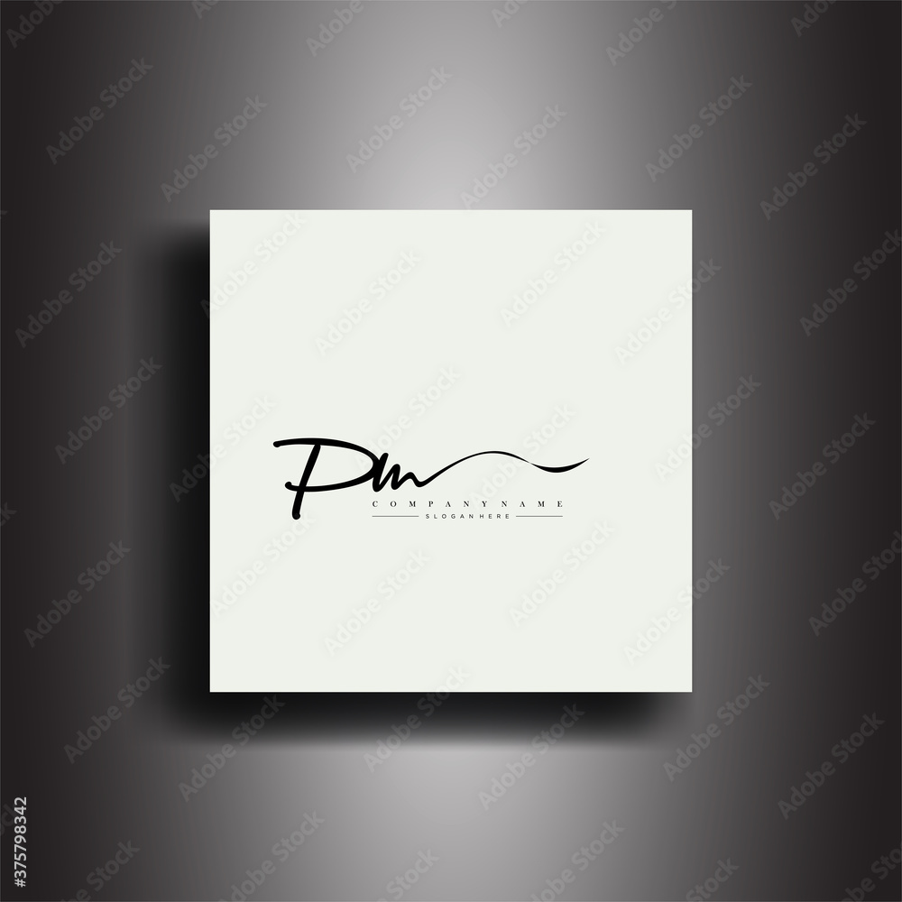 PM Signature style monogram.Calligraphic lettering icon and handwriting ...