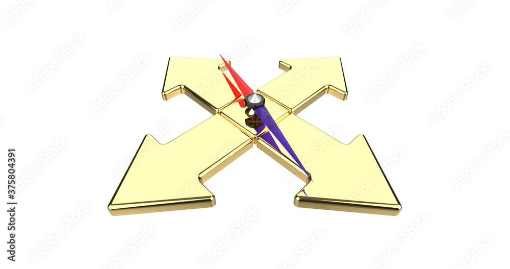 Arrow of the golden compass indicates direction animation. Compass ...