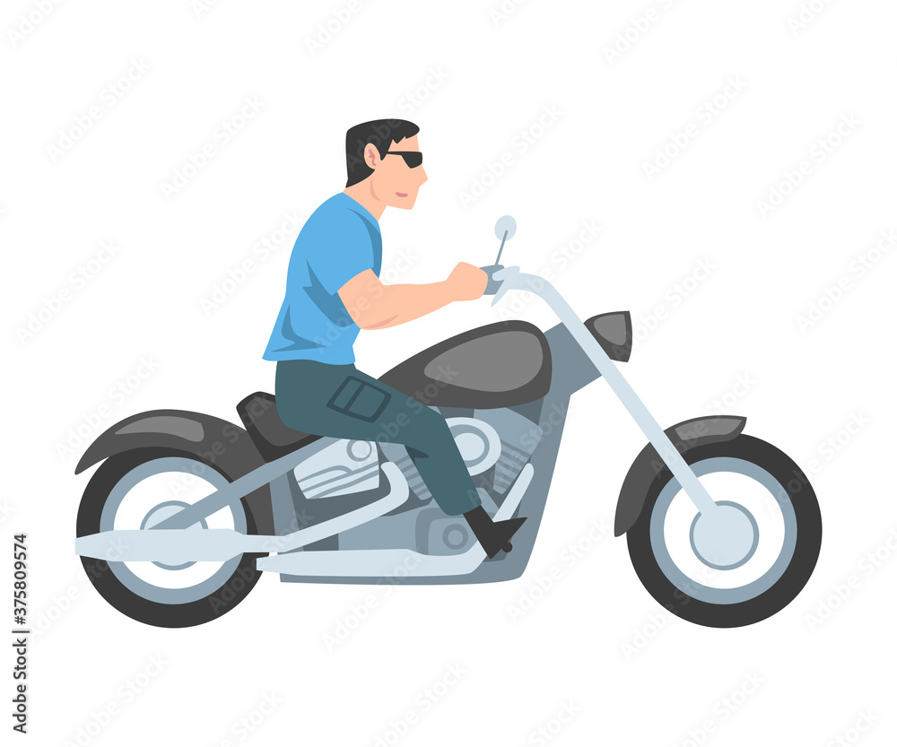 Motorbike Riding Side View