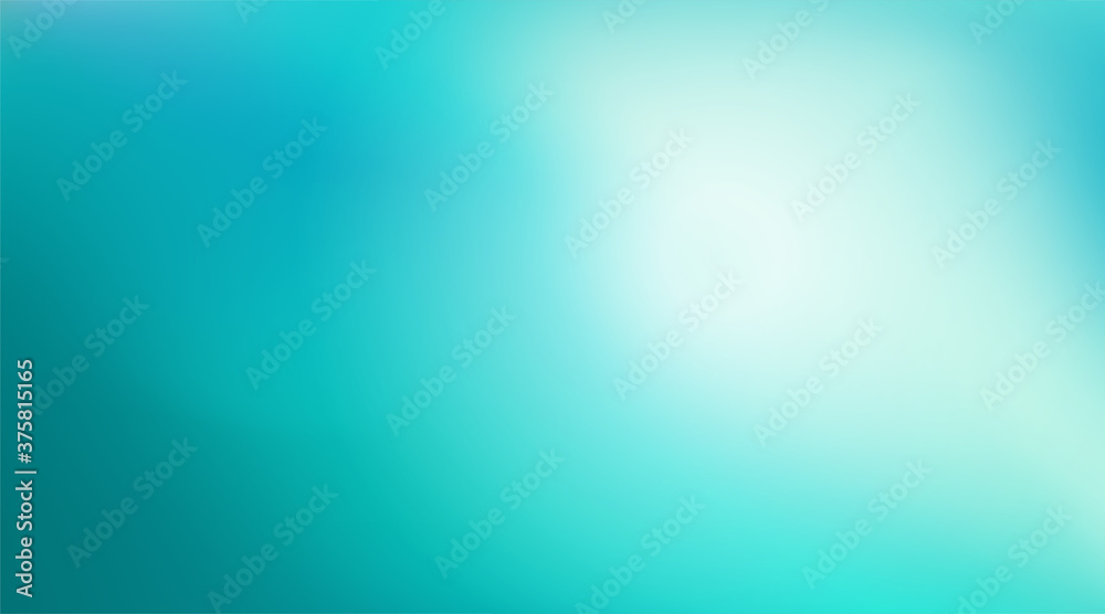 Abstract Gradient teal mint background with light. Blurred turquoise ...