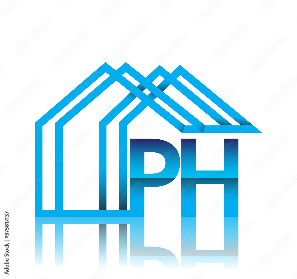 initial logo PH with house icon, business logo and property developer ...