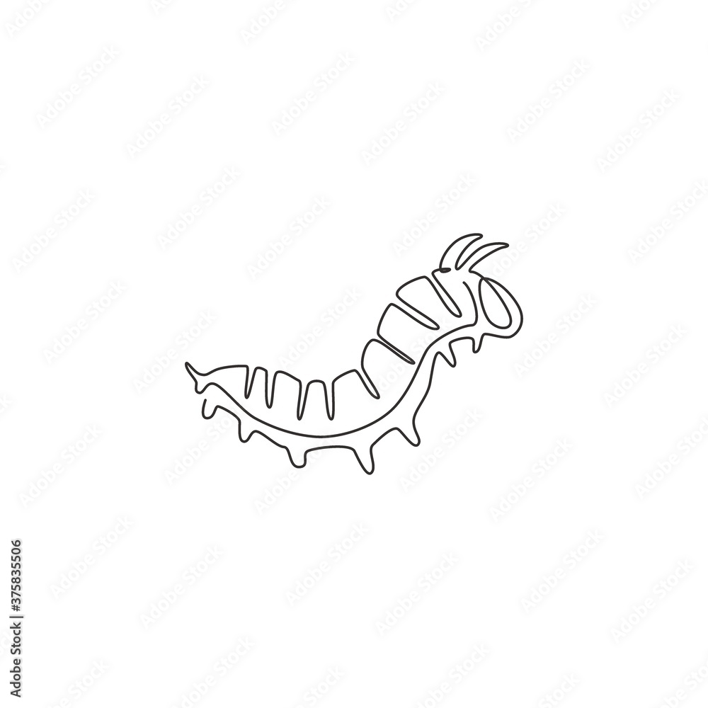 Single one line drawing of beauty caterpillar for company logo identity ...