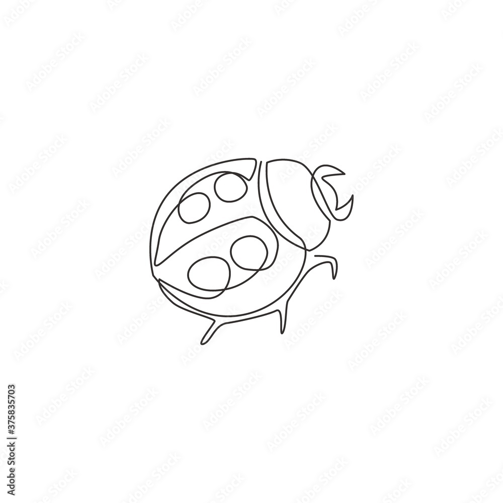 One continuous line drawing of cute ladybug for company logo identity ...