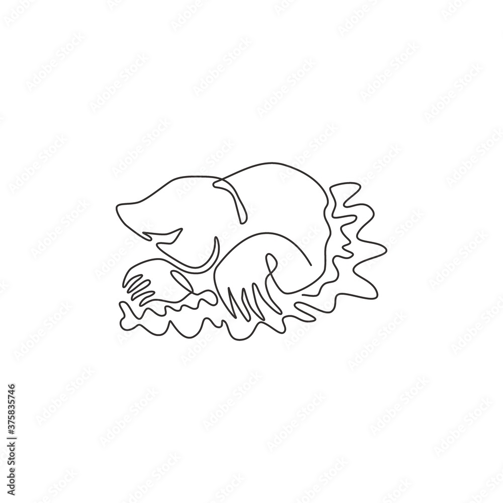 Single one line drawing of destructive lawn mole for company logo ...
