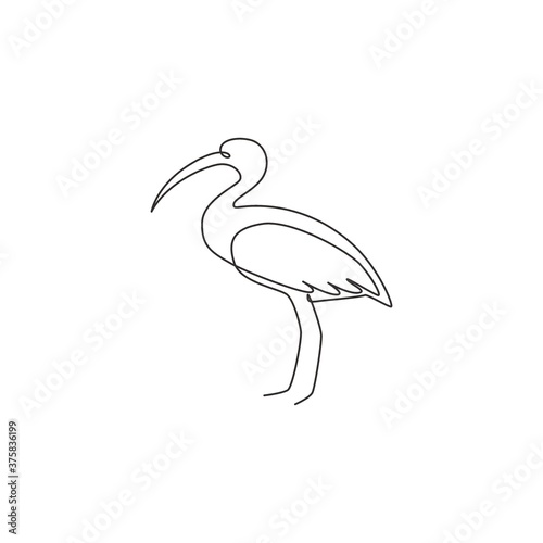 Vettoriale Stock One continuous line drawing of cute ibis for company ...