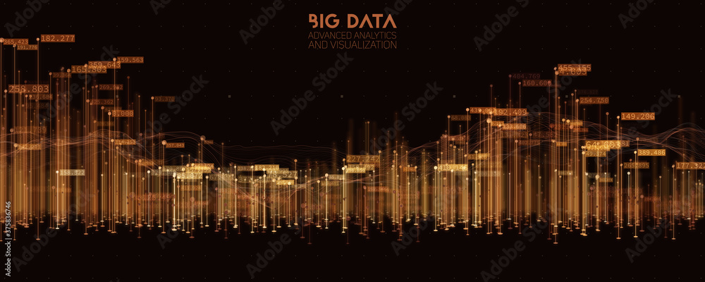Vector abstract 3D big data visualization. Futuristic infographics ...