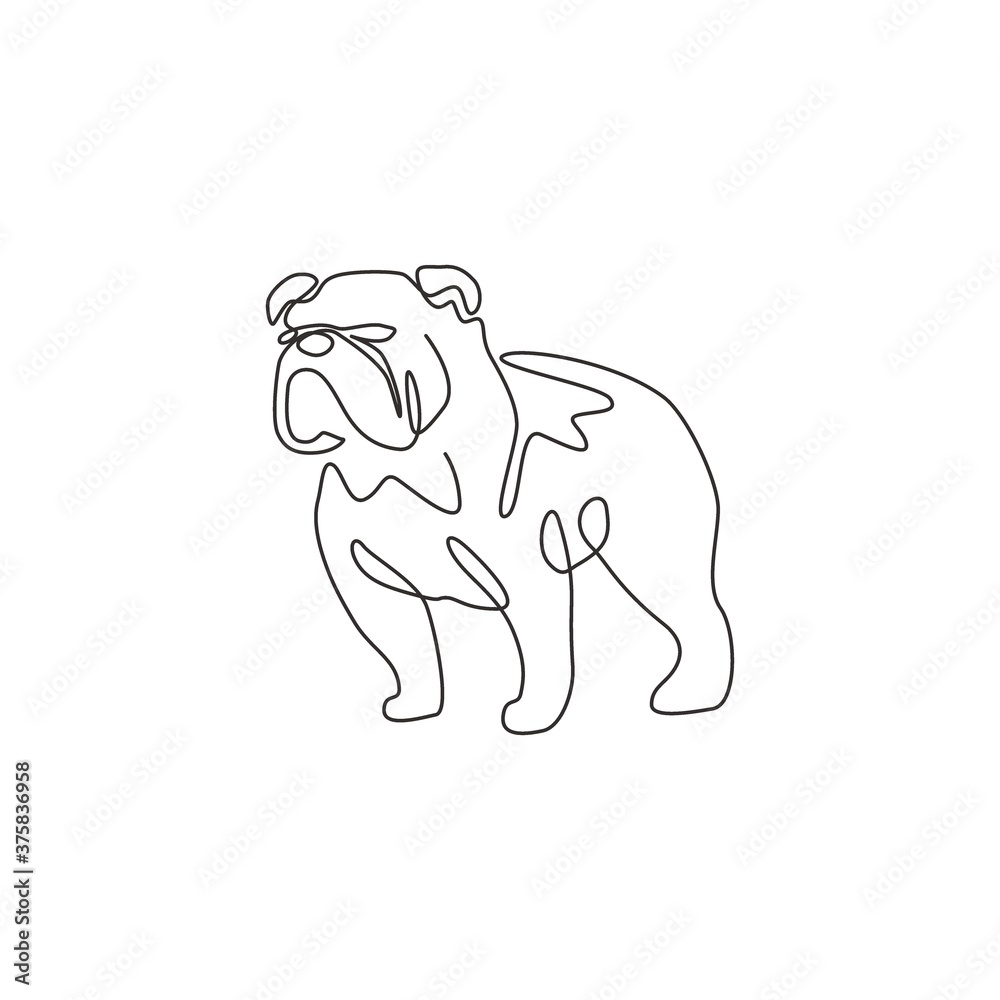 One continuous line drawing of dashing bulldog for company logo ...