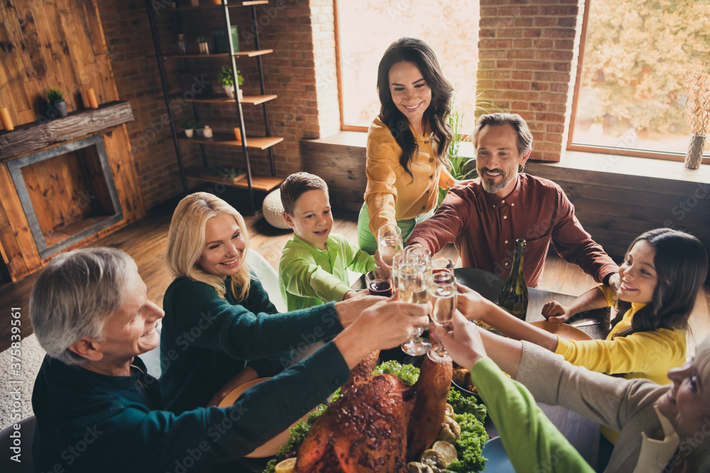 Foto Stock Portrait of nice attractive cheerful family small little ...