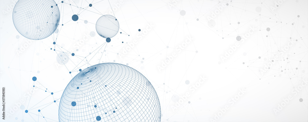 Abstract sphere background with plexus effect. 3D surface. Vector ...