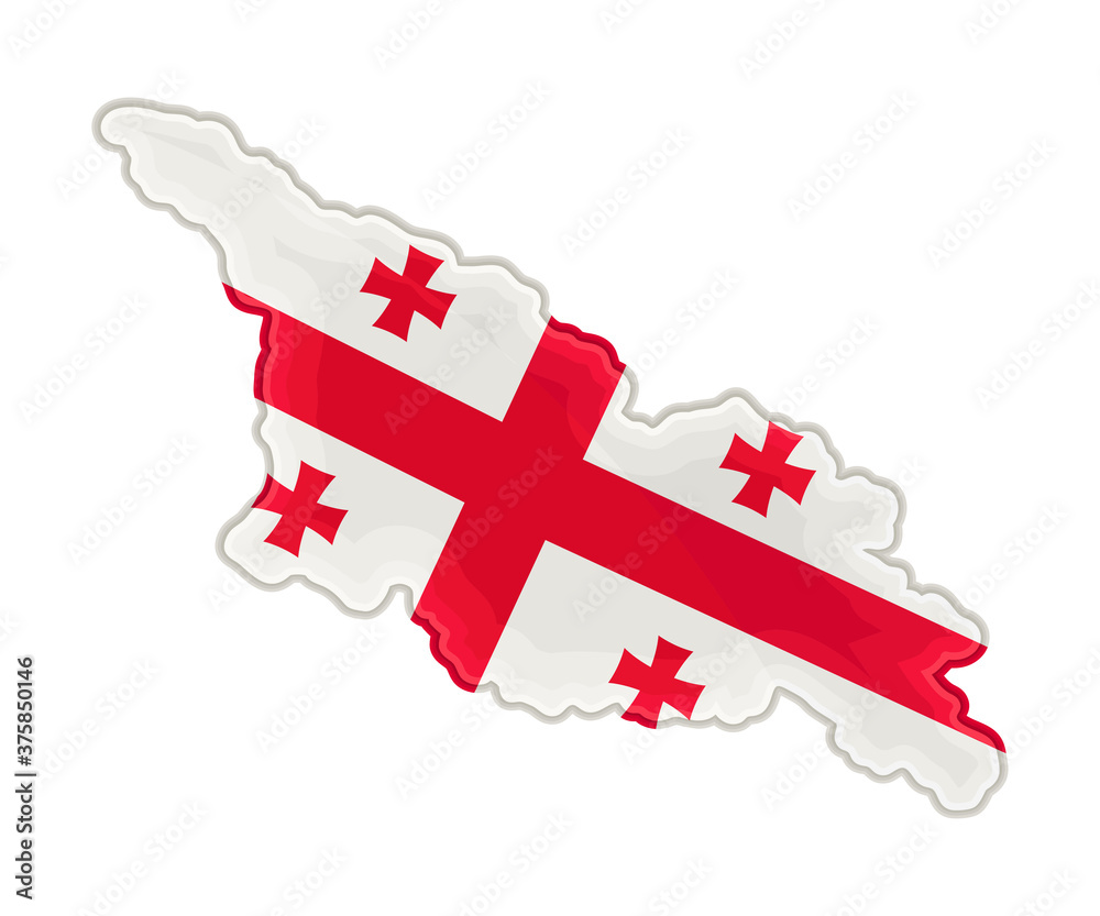 Georgia Border and Map with Flag Colors as Country Attribute Vector ...
