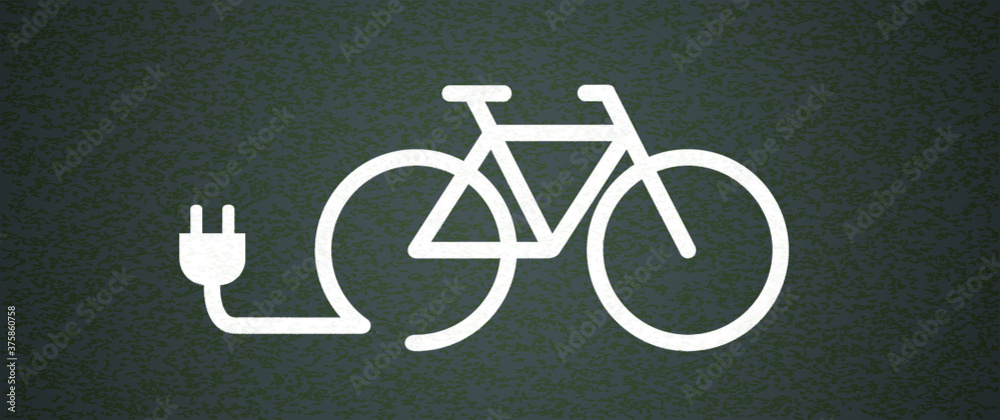 Eco electric bicycle, e-bike charge sign. Electric plug, bike battery ...