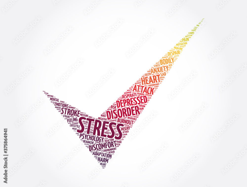 Stress check mark word cloud collage, health concept background Stock ...