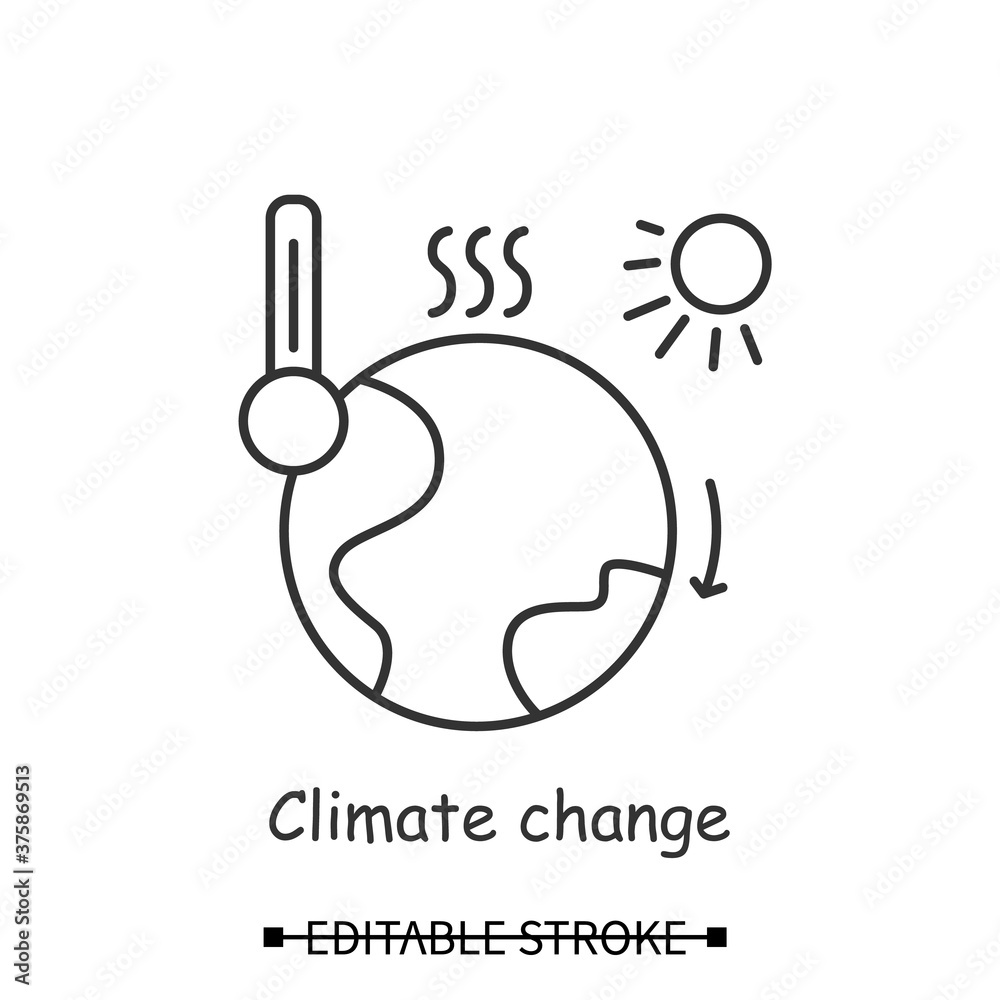Climate change icon. Earth globe suffering global warming with ...