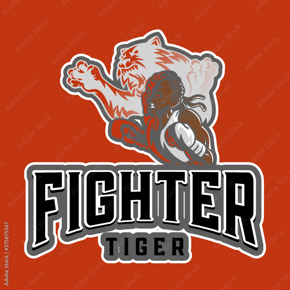 Tiger Fighter Mascot Gaming Logo of Tiger Warrior Stock Vector | Adobe ...