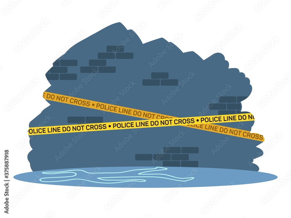 Crime investigation scene with tape. Police detective work vector ...