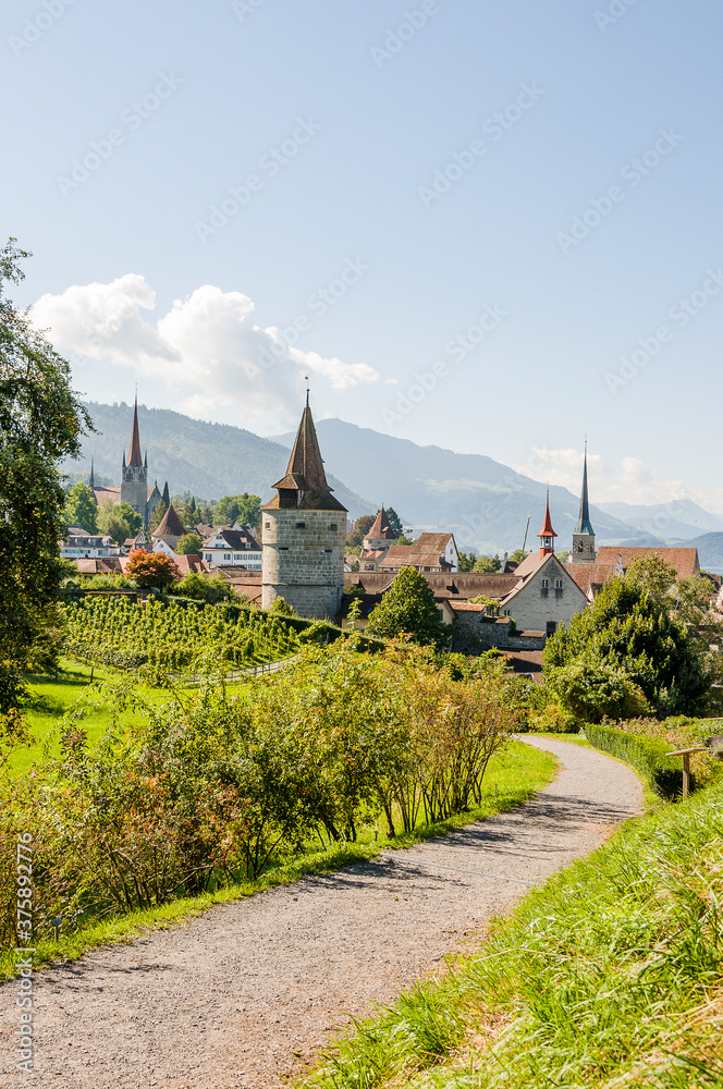 Stadt Zug, Stadt, Zug, Altstadt, Kapuzinerturm, Stadtmauer, St. Oswald ...