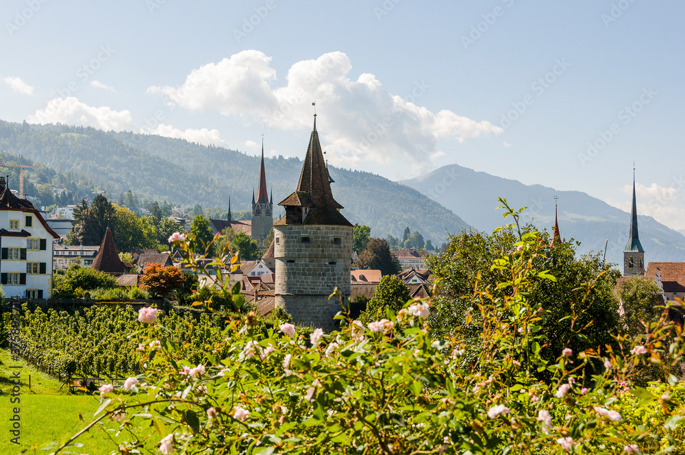 Stadt Zug, Stadt, Zug, Kapuzinerturm, Stadtmauer, St. Oswald, St ...