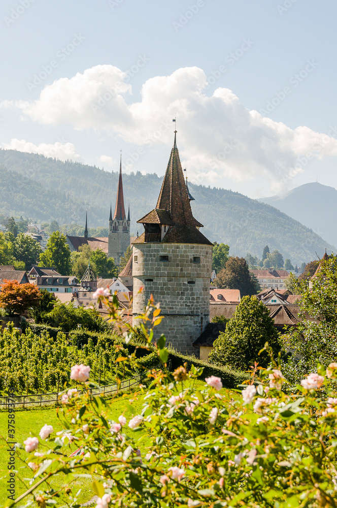 Stadt Zug, Stadt, Zug, Altstadt, Stadtmauer, Kapuzinerturm, St. Michael ...
