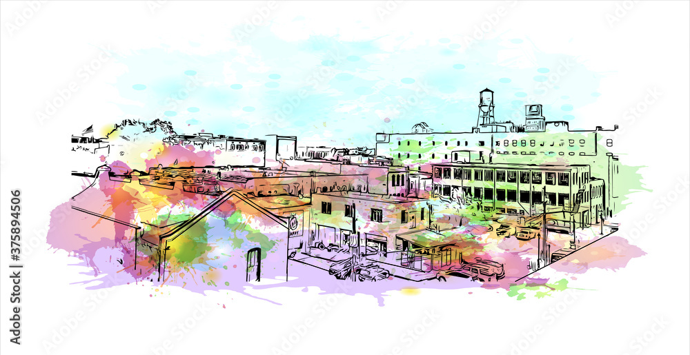 Building view with landmark of Augusta is a city in Georgia, near the ...