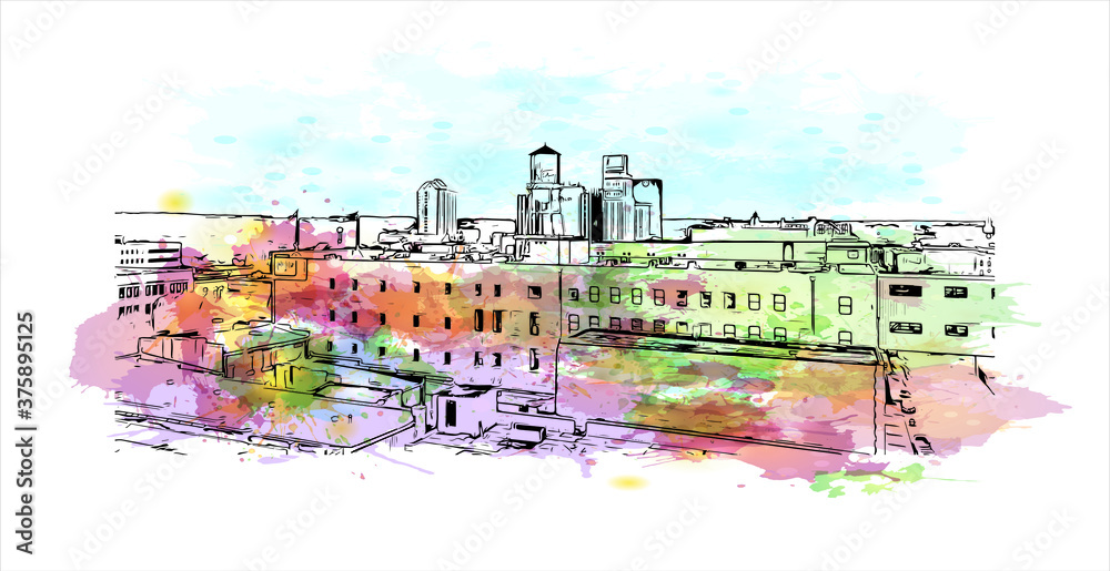 Building view with landmark of Augusta is a city in Georgia, near the ...