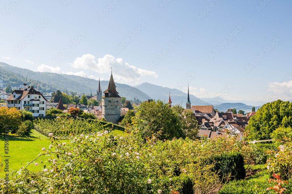 Stadt Zug, Stadt, Zug, Altstadt, Kapuzinerturm, Stadtmauer, St. Oswald ...