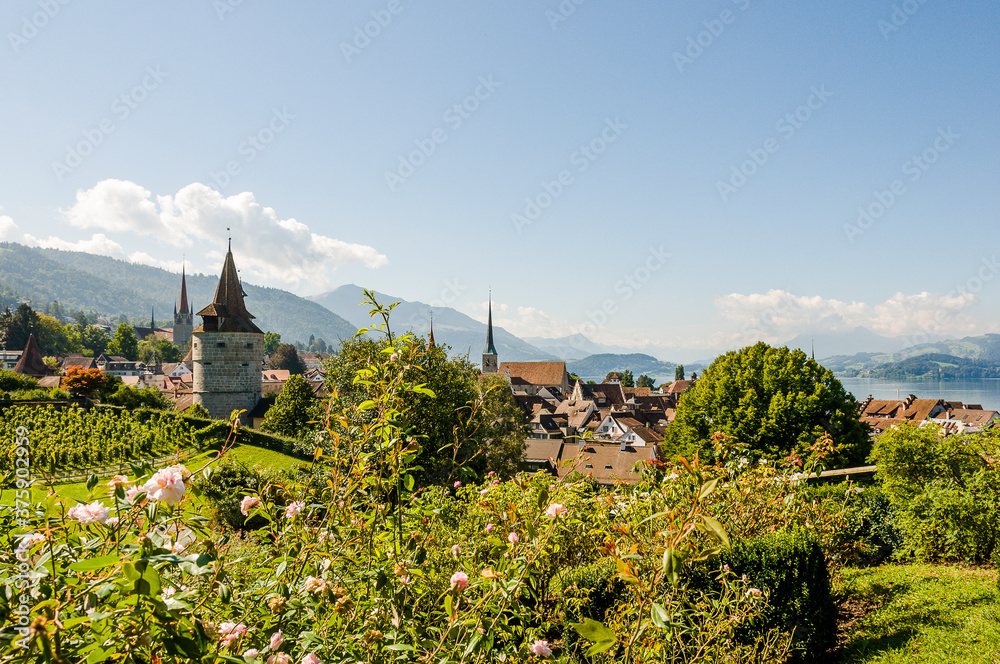Stadt Zug, Stadt, Zug, Altstadt, Kapuzinerturm, Stadtmauer, St. Oswald ...