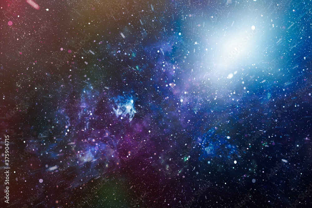 Panoramic looking into deep space. Dark night sky full of stars. The ...