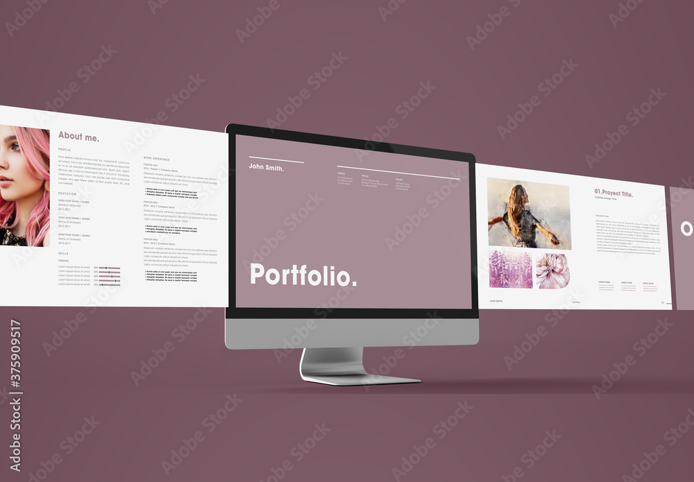 Purple Style Minimal Portfolio and Resume Stock Template | Adobe Stock