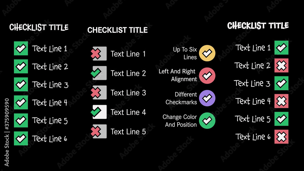 Cartoony Checkbox List Title Overlay Stock Template | Adobe Stock