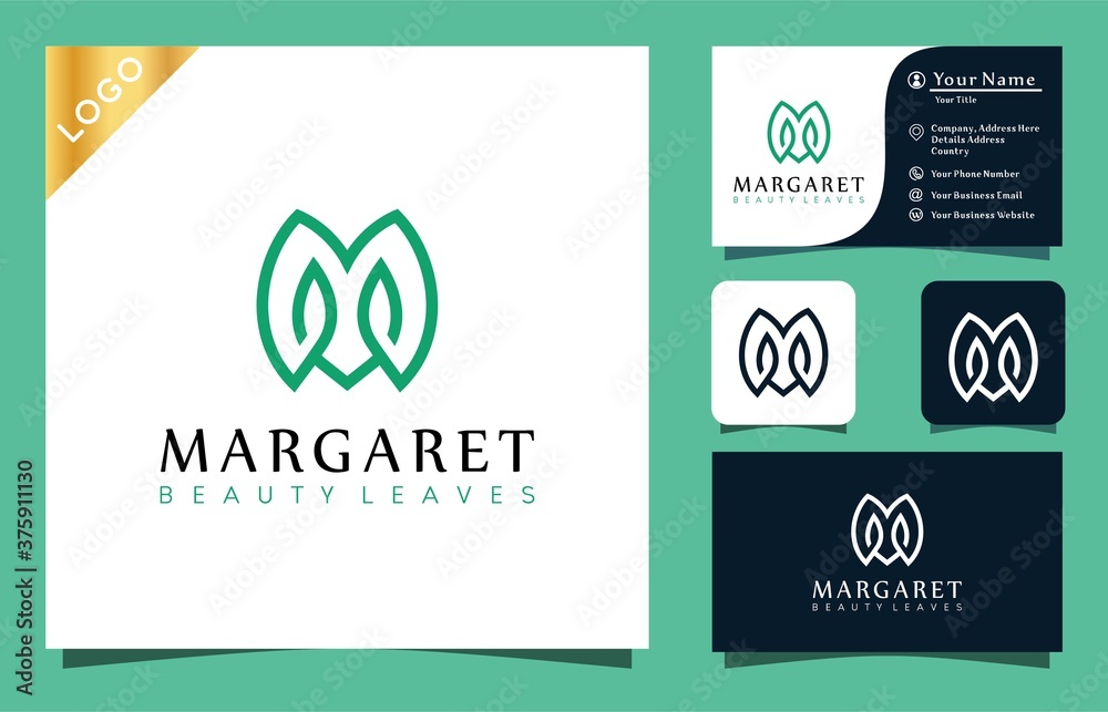 Letter M Beauty Leaf fashion logo design inspiration vector ...