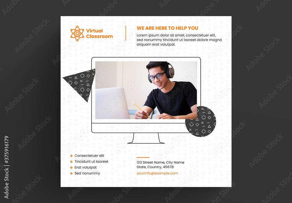 Online Class Social Media Post Layout Stock Template | Adobe Stock