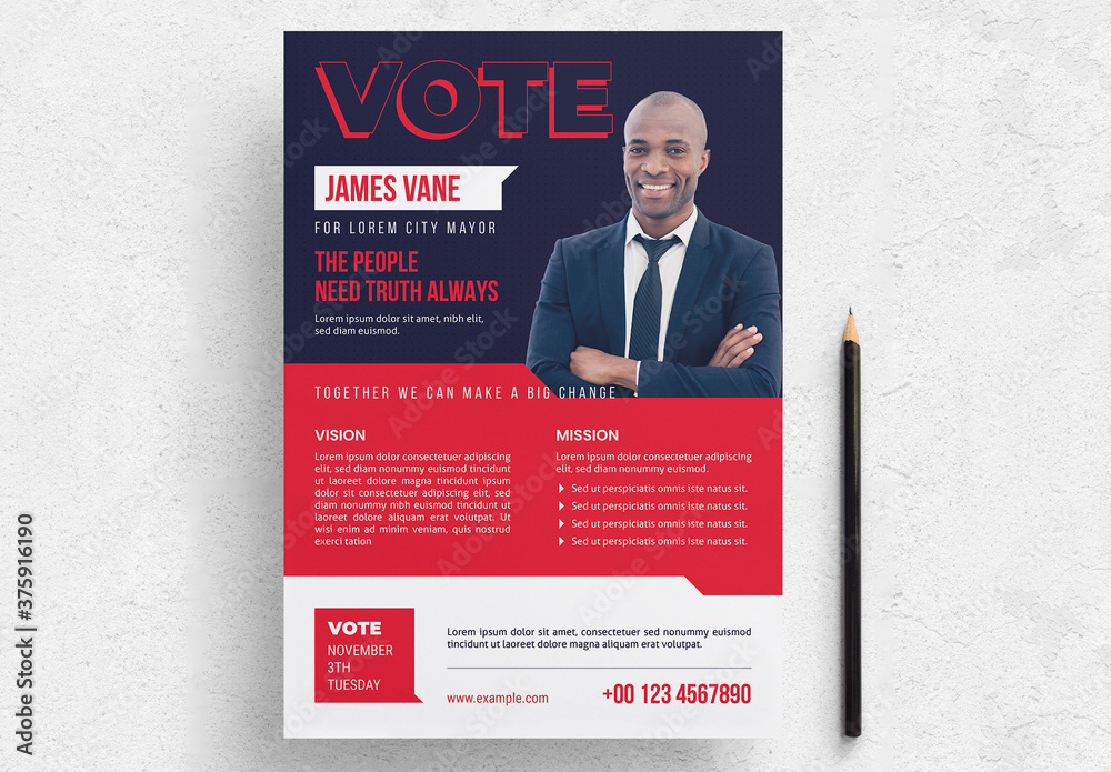 Political Voting Flyer Layout Stock Template | Adobe Stock