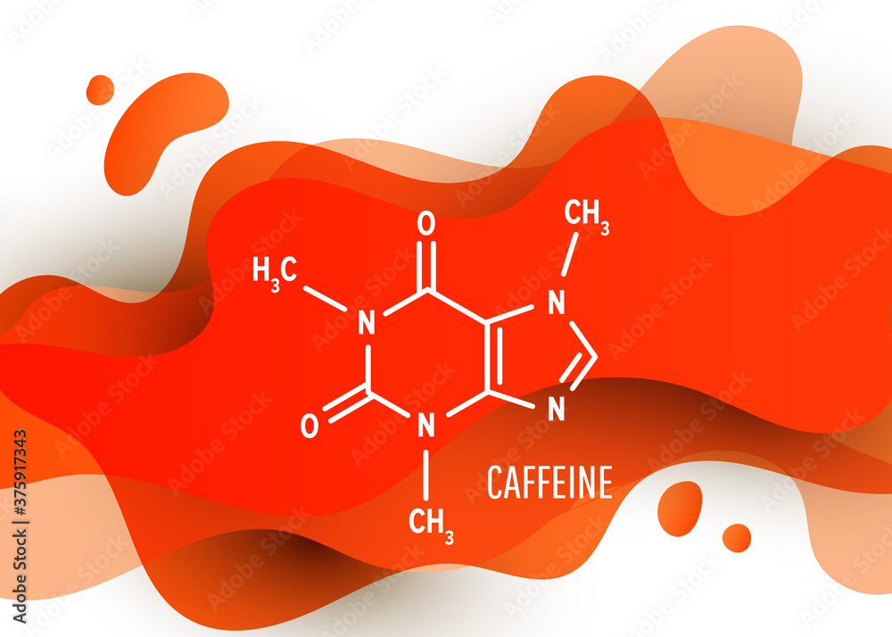 Caffeine chemical molecule structure with liquid fluid gradient shape ...