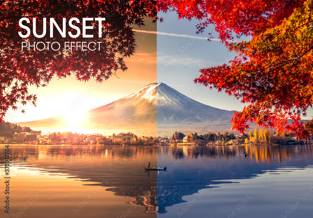 Orange Sunset Photo Effect Stock Template | Adobe Stock
