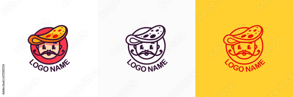 Pizza vector logo. Illustration of a chef cook. Pizzeria logo. Clipart ...