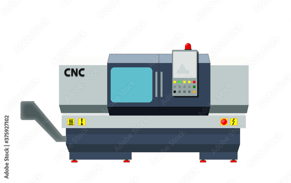 vector illustration of CNC lathe machine tool Stock Vector | Adobe Stock