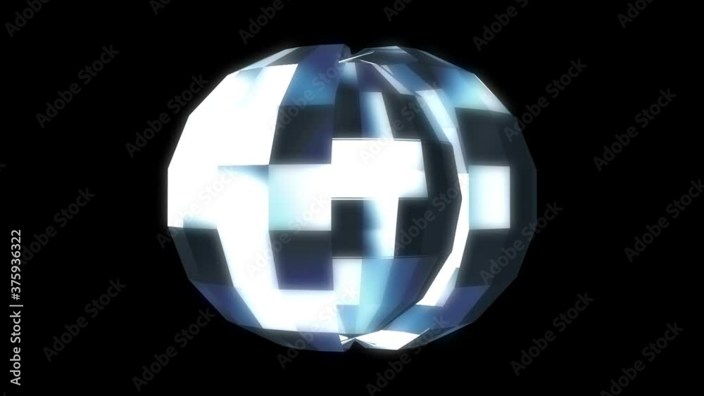 Abstract animation of transformation of rotating spherical object into ...