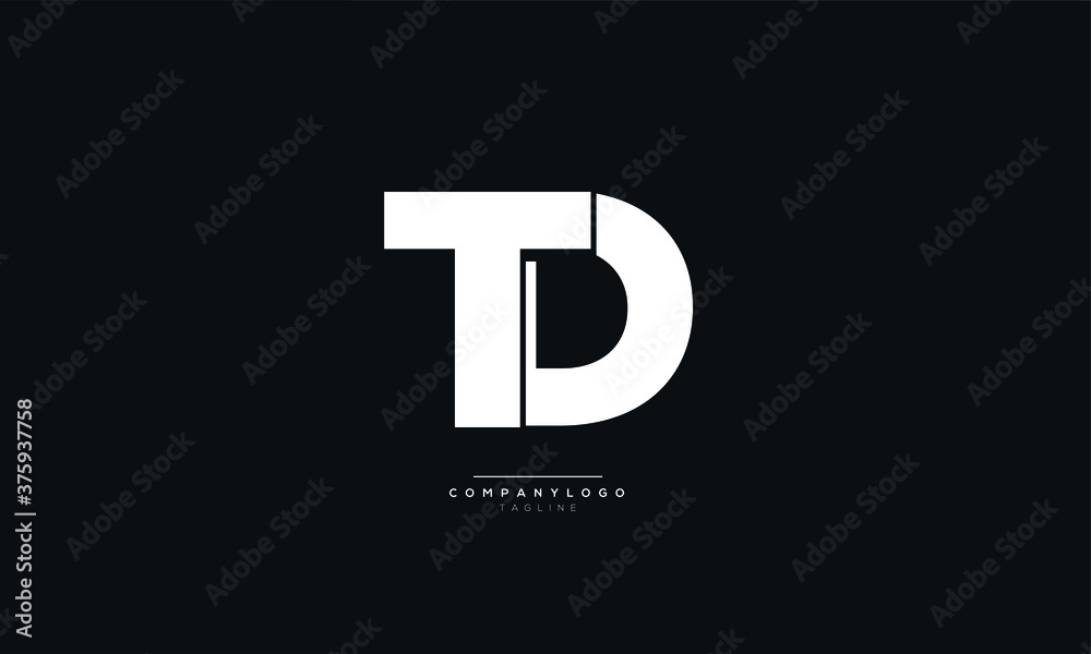 White TD Letter Business Logo Design Alphabet Icon Vector Symbol Stock ...