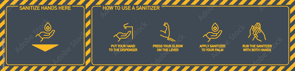 Infographic illustration of How to use hand sanitizer properly ...