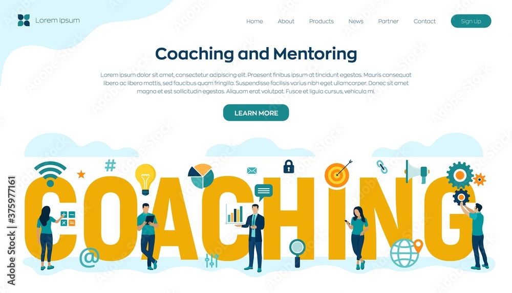 Coaching and mentoring concept. Personal development. Education and e ...