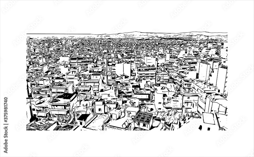 Building view with landmark of Athens is the capital of Greece. It was ...