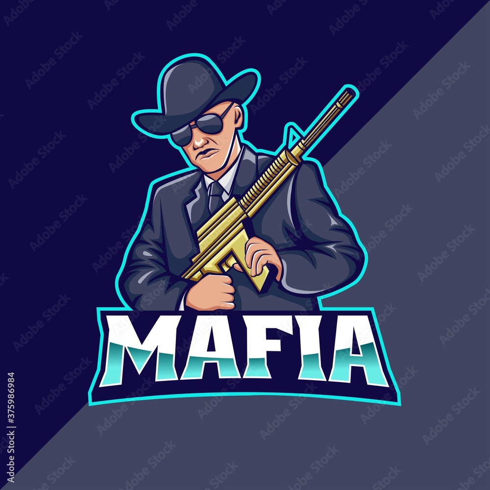 Mafia mascot logo template. perfect for team logo, merchandise, etc ...
