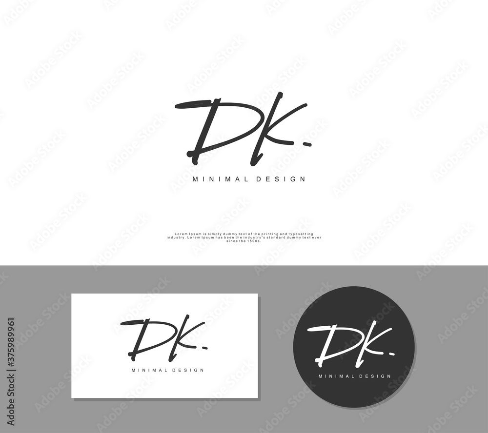 DK Initial handwriting or handwritten logo for identity. Logo with ...