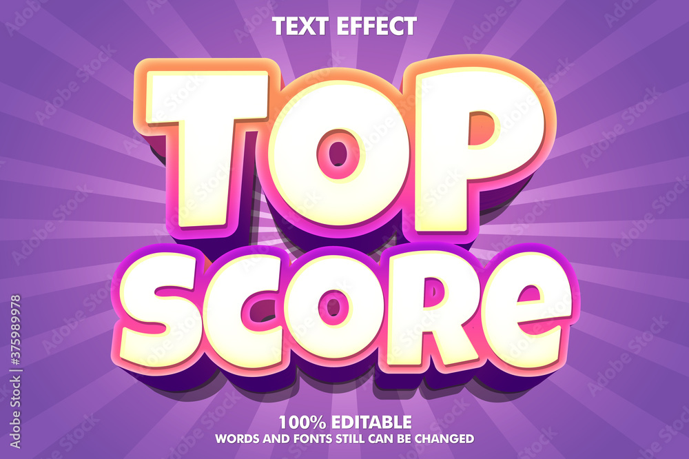 Top score sticker, editable cartoon text effect Stock Vector | Adobe Stock
