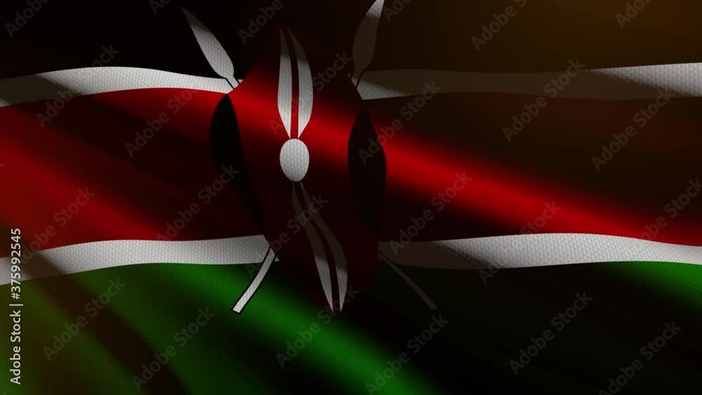 60FPS dark Kenya flag with fabric texture waving - background, UHD 4k ...